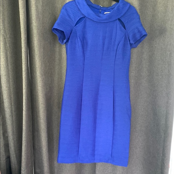 Nue by Shani | Dresses | Nue By Shani Blue Mock Neck Sheath Mini Dress ...